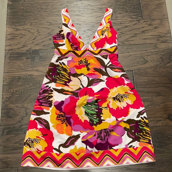 a.n.a | Dresses | 23 Ana Floral Midi Dress Wchevron Details | Poshmark